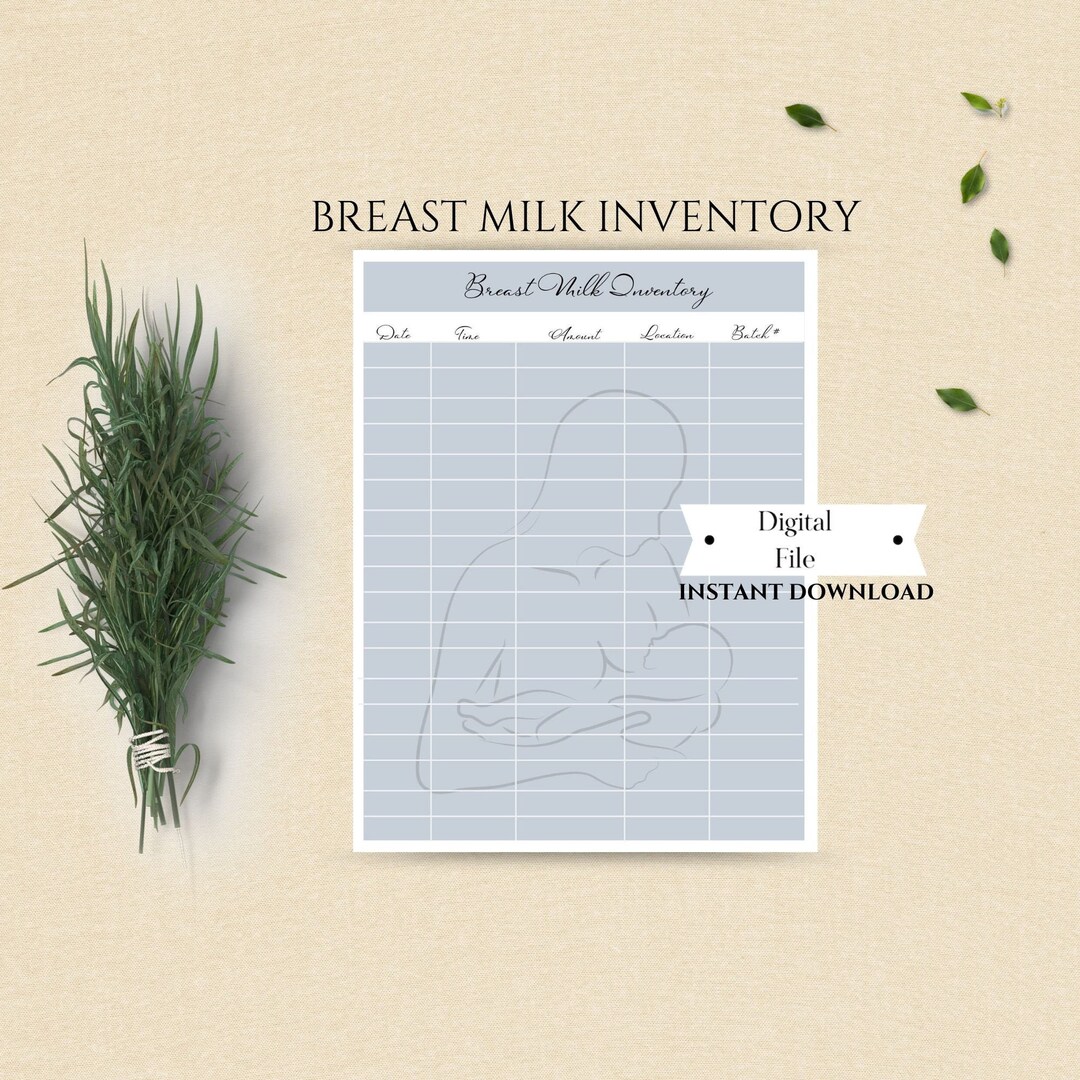 Breast Milk Inventory Log, Breast Milk Storage Log, NICU Breast Milk ...