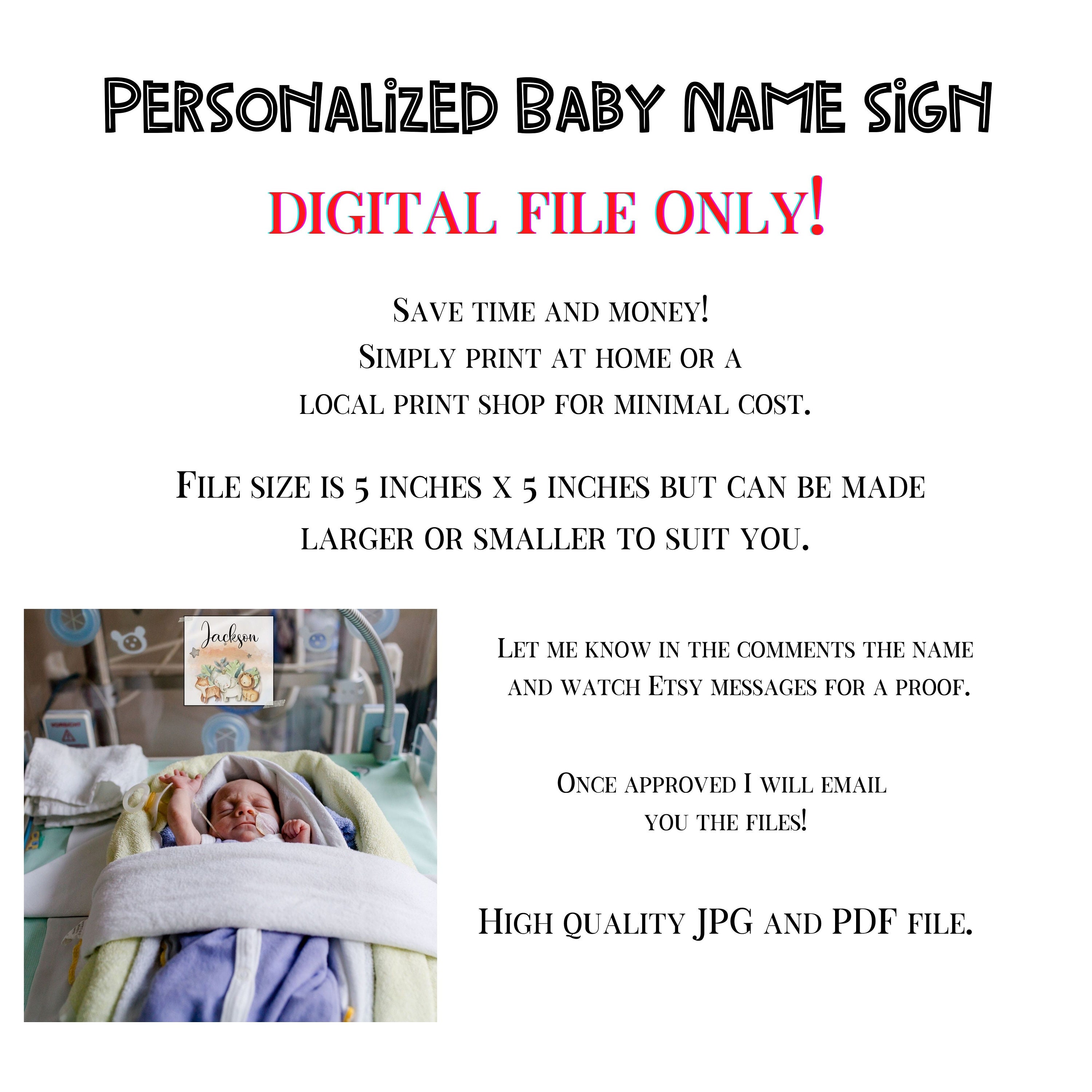 Personalized NICU Name Sign Crib Art Hospital Name Card - Etsy