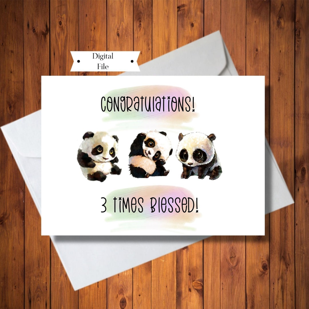 Congratulations Card for Triplets, Baby Card, Gender Neutral Card, IVF ...