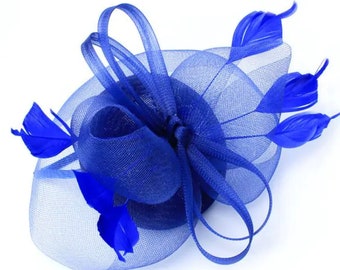Cobalt Blue Full Feather Fascinator Unique Headpiece for - Etsy