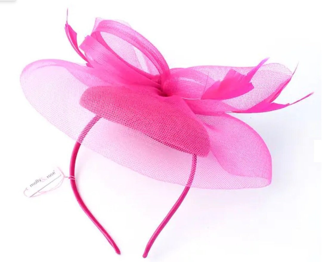 Fuchsia Pink Fascinator With Feathers, Kentucky Derby, Wedding, Ascot ...
