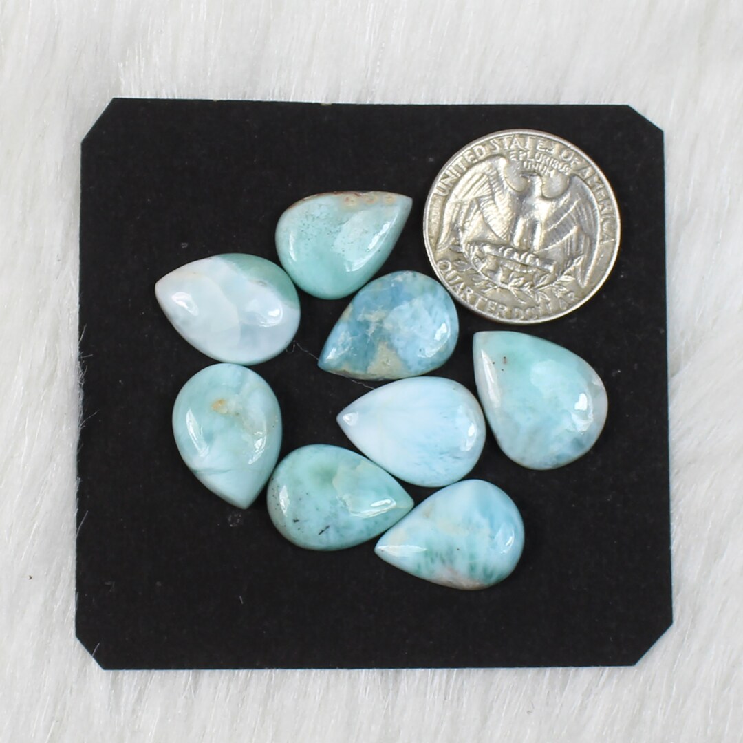 66 Carat, 20x15 MM, 8 Pieces Natural Larimar Stone, Handmade Larimar ...