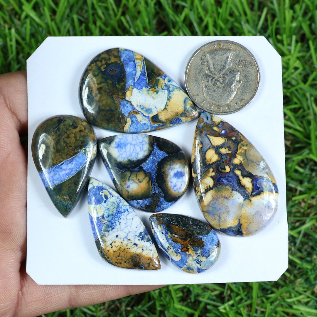 Dyed Blue Snake Skin Jasper Gemstone, 6 Pieces 200 Carat, Mix Shape ...
