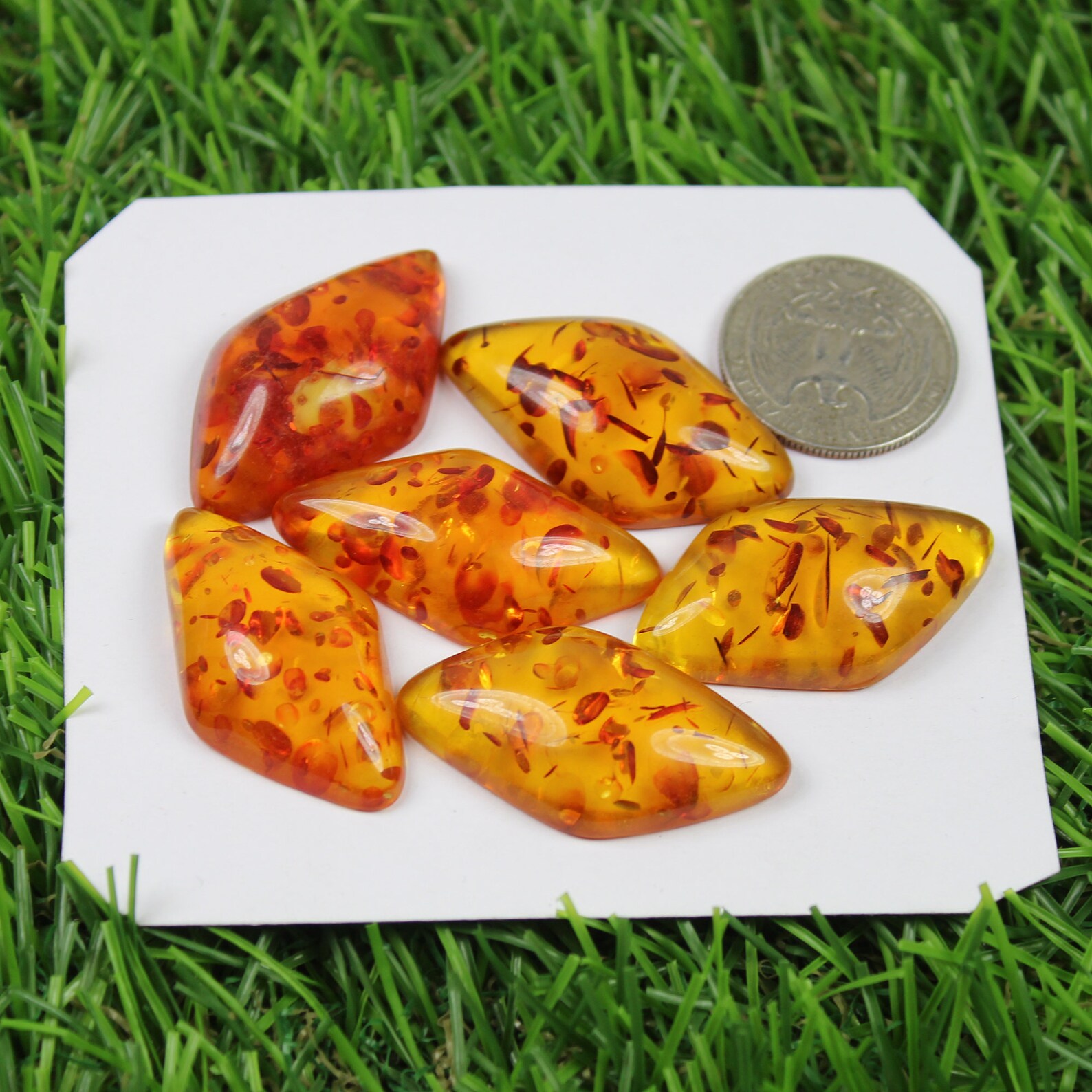Synthetic Amber Gemstone 6 Pieces 118 Carat 37x20 mm | Etsy