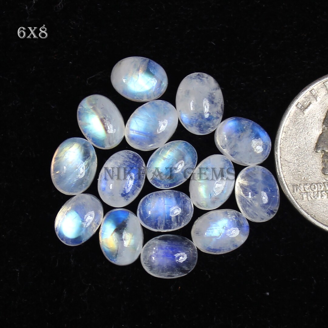 6x8mm Oval Moonstone Gemstone, Handmade Crystals Moonstone Lot, Bulk ...