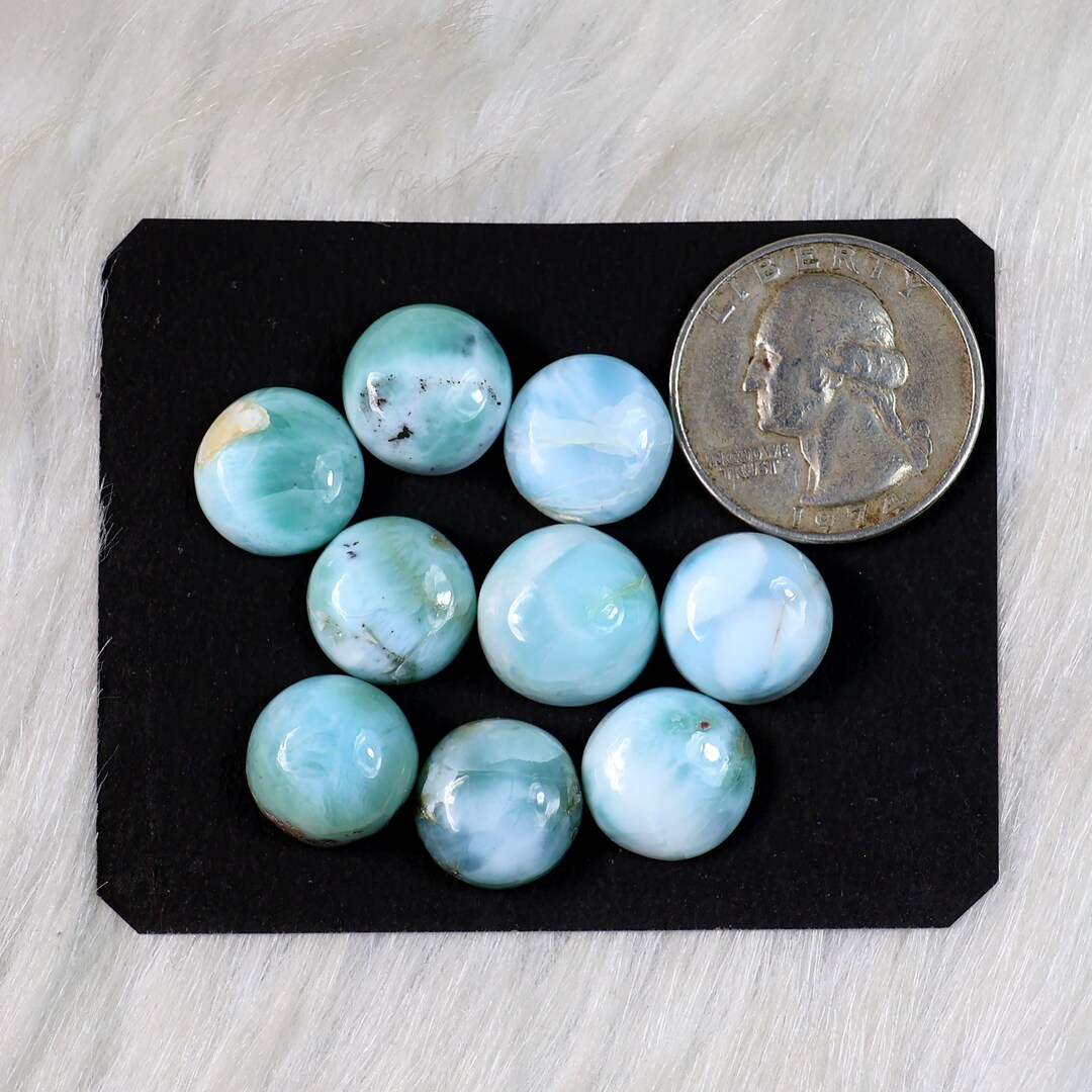 9 Pieces 76 Carat, Top Rare Larimar Cabochon, Fantastic Larimar Round ...