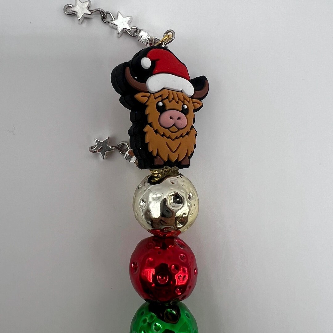 Beaded Pen- Christmas Highland Cow (lime) - Etsy
