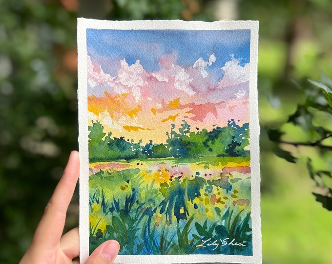 Colorful Watercolor Landscape - Etsy