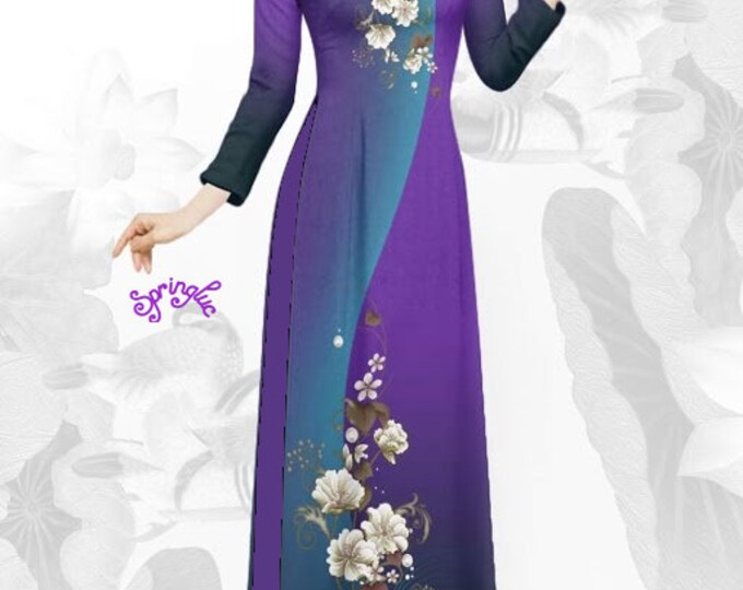 Vietnamese Traditional Ao Dai for Women Nguyen Bowith Pants, Ao Dai for ...