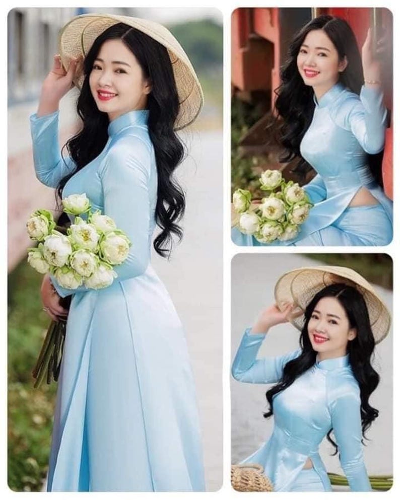 Ao Dai for Girls| Women Solid Color Red|teal|blue|light Pink|yellow ...