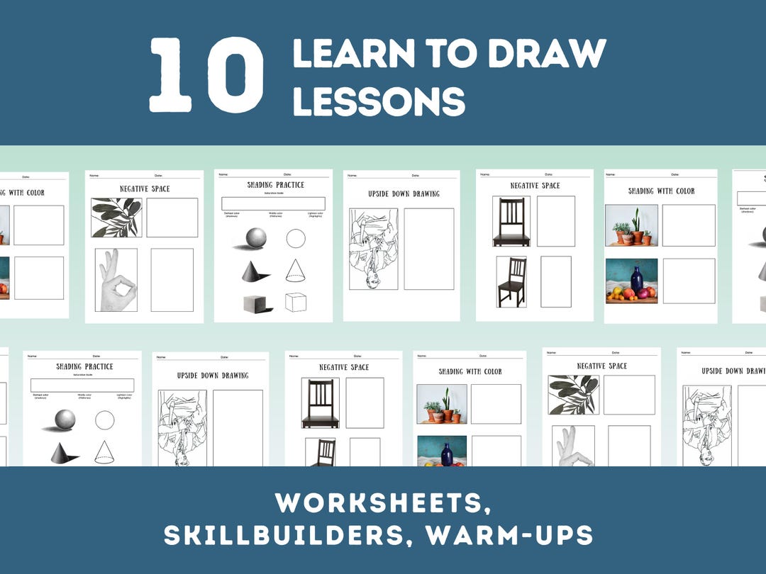 10 Learn to Draw Lessons | Skill Builders | Warm-ups Bundle - Etsy