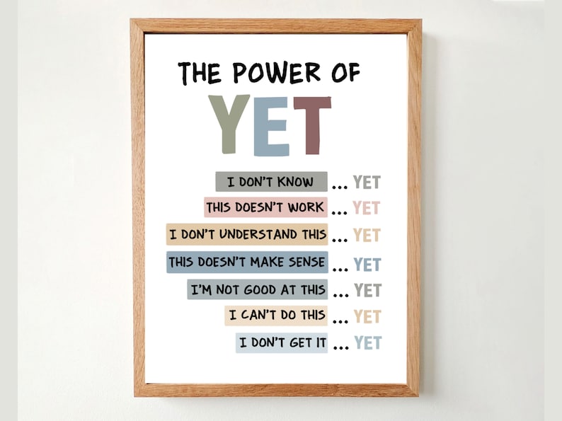 The Power of yet Classroom Poster, Boho Elementary Poster SEL Learning ...