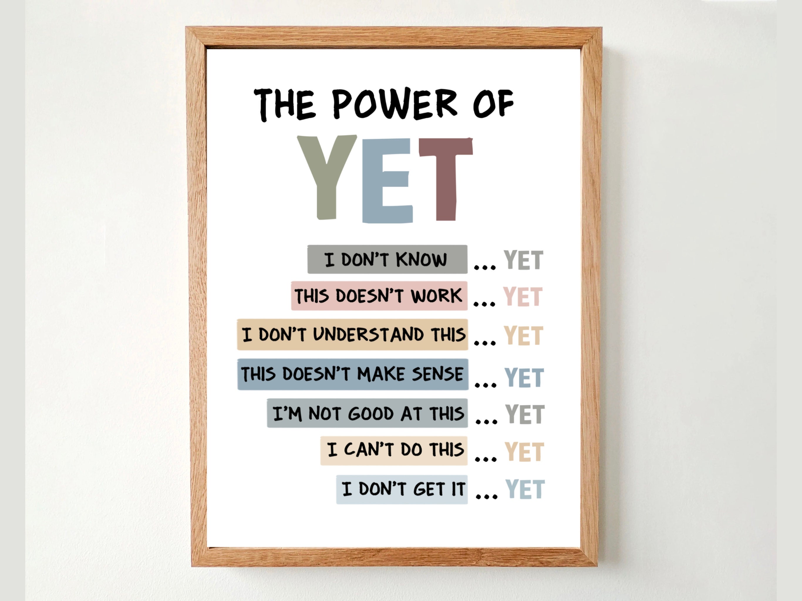 The Power of yet Classroom Poster, Boho Elementary Poster SEL Learning ...
