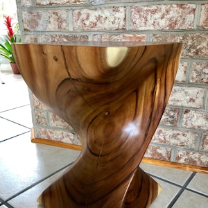 Exotic Twisted Side Table Acacia Teak Wood End Table 18 Inch Tall z ...