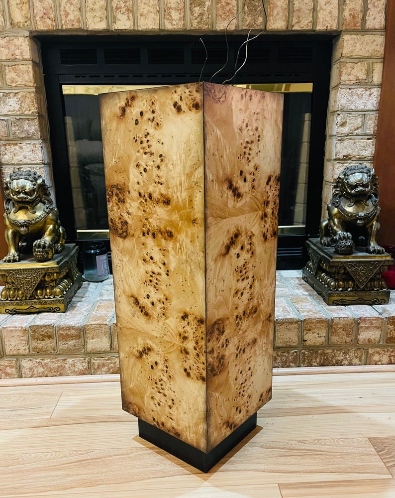 Burl Wood Display Pedestal: Mid Century Modern Cube End Table - Etsy