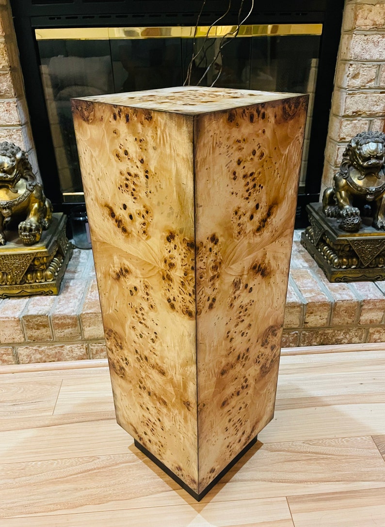 Burl Wood Display Pedestal: Mid Century Modern Cube End Table - Etsy