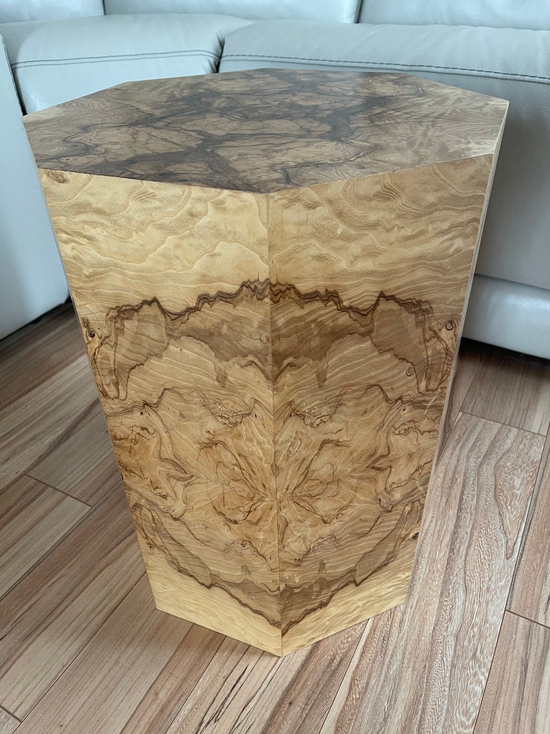 Genuine Ash Burl Wood Octagon End Table 1960s 1970s Side Table Olive ...