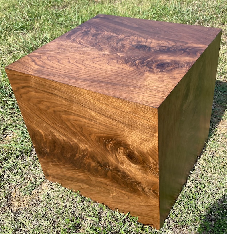 Mid Century Retro Cube End Table MCM Side Table Walnut Wood - Etsy