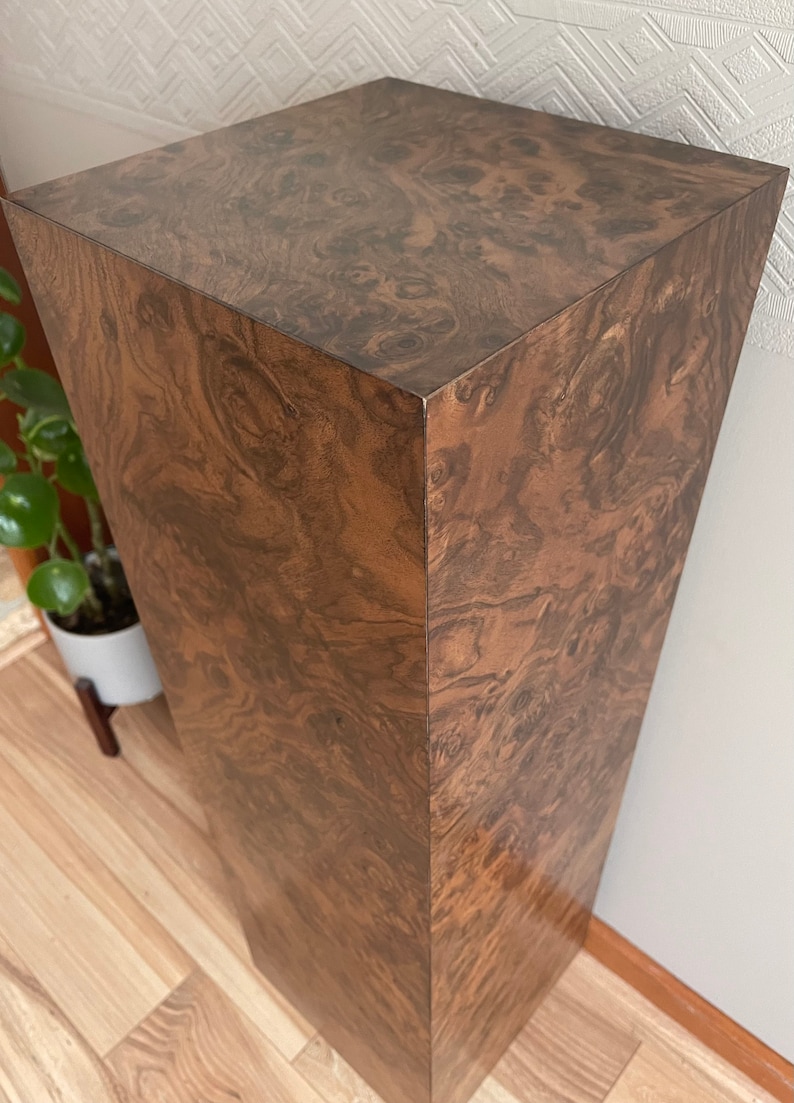 Burl Wood Display Pedestal: Mid Century Modern Cube End Table - Etsy