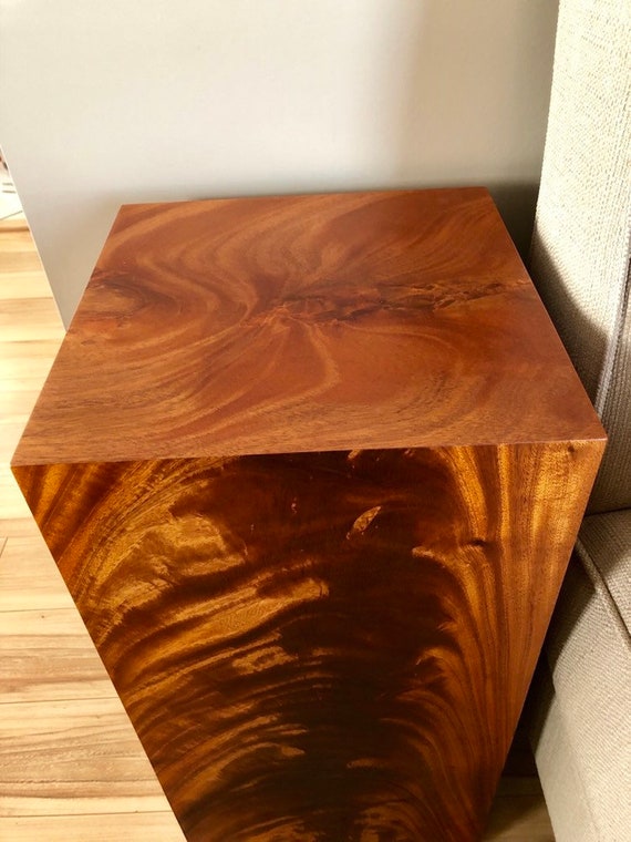 Genuine Mahogany Wood Veneer Pedestal Mid Century Side Table Retro End Table 1970s Cube Accent Table Modern Furniture Made in USA Etsy