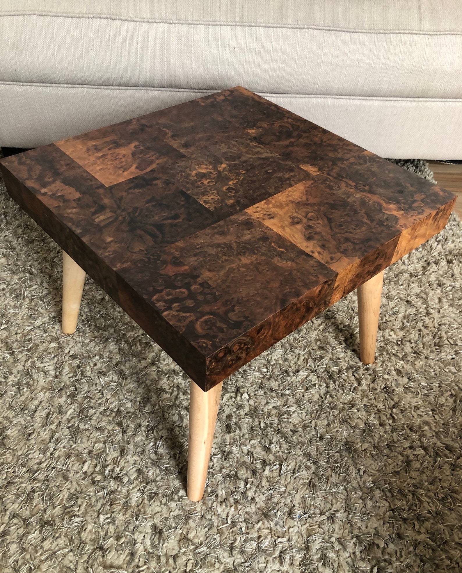 Mid Century Modern Retro Custom End Table Walnut Mosaic Side - Etsy