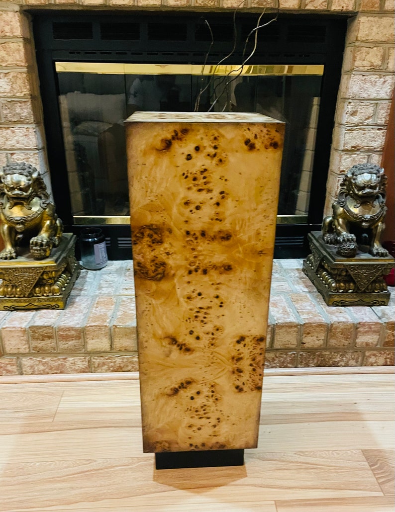 Burl Wood Display Pedestal: Mid Century Modern Cube End Table - Etsy