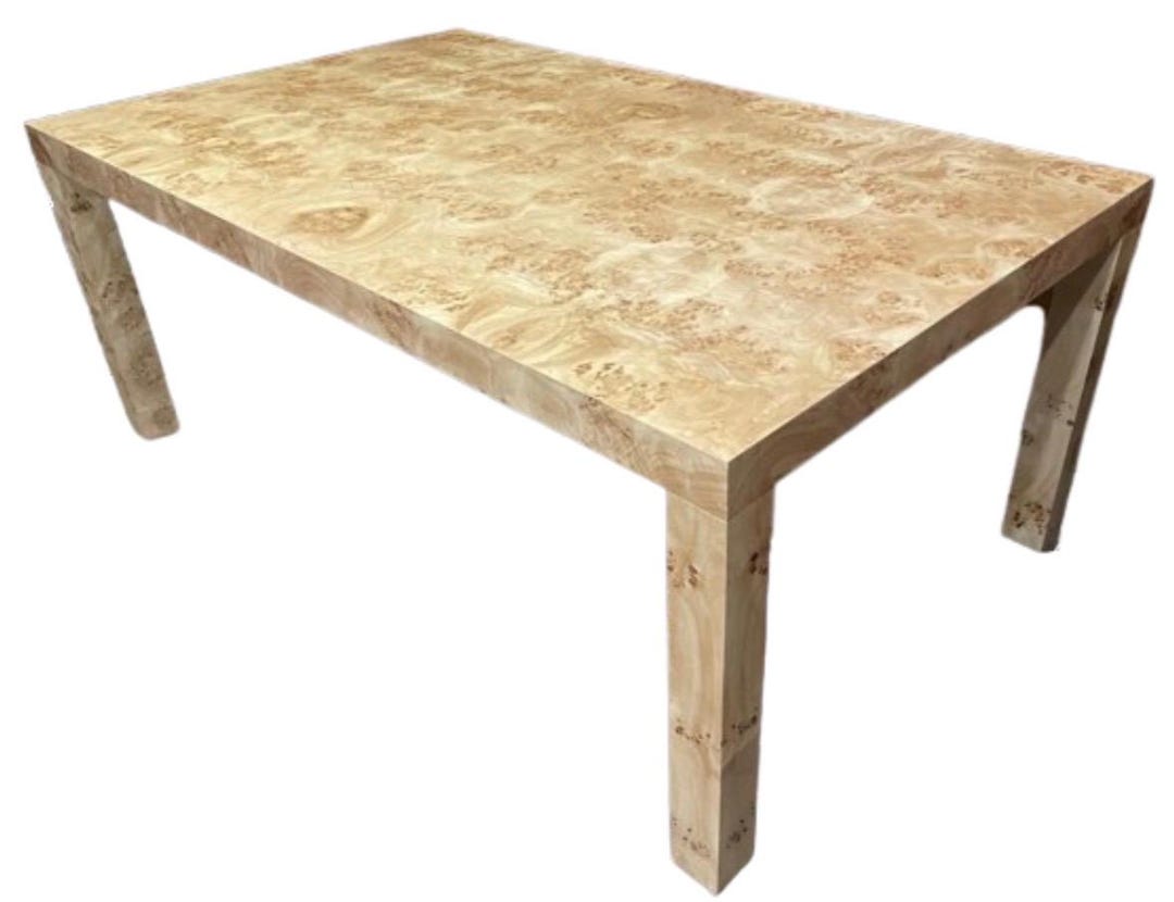 Custom Burl Wood Parsons Dining Table: Mid Century Bar Table, Made in ...