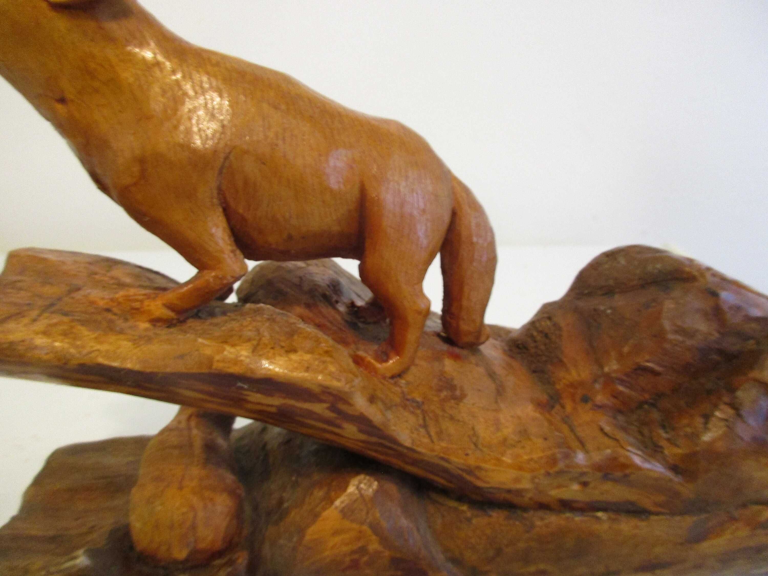 Vintage/antique? Primitive Folk Art Howling Wolf and Hiding Lamb Wood ...