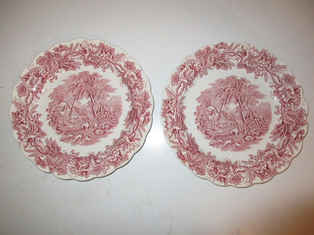 Pair of Booths British Scenery Dinner Plates A8024 in Red - Etsy