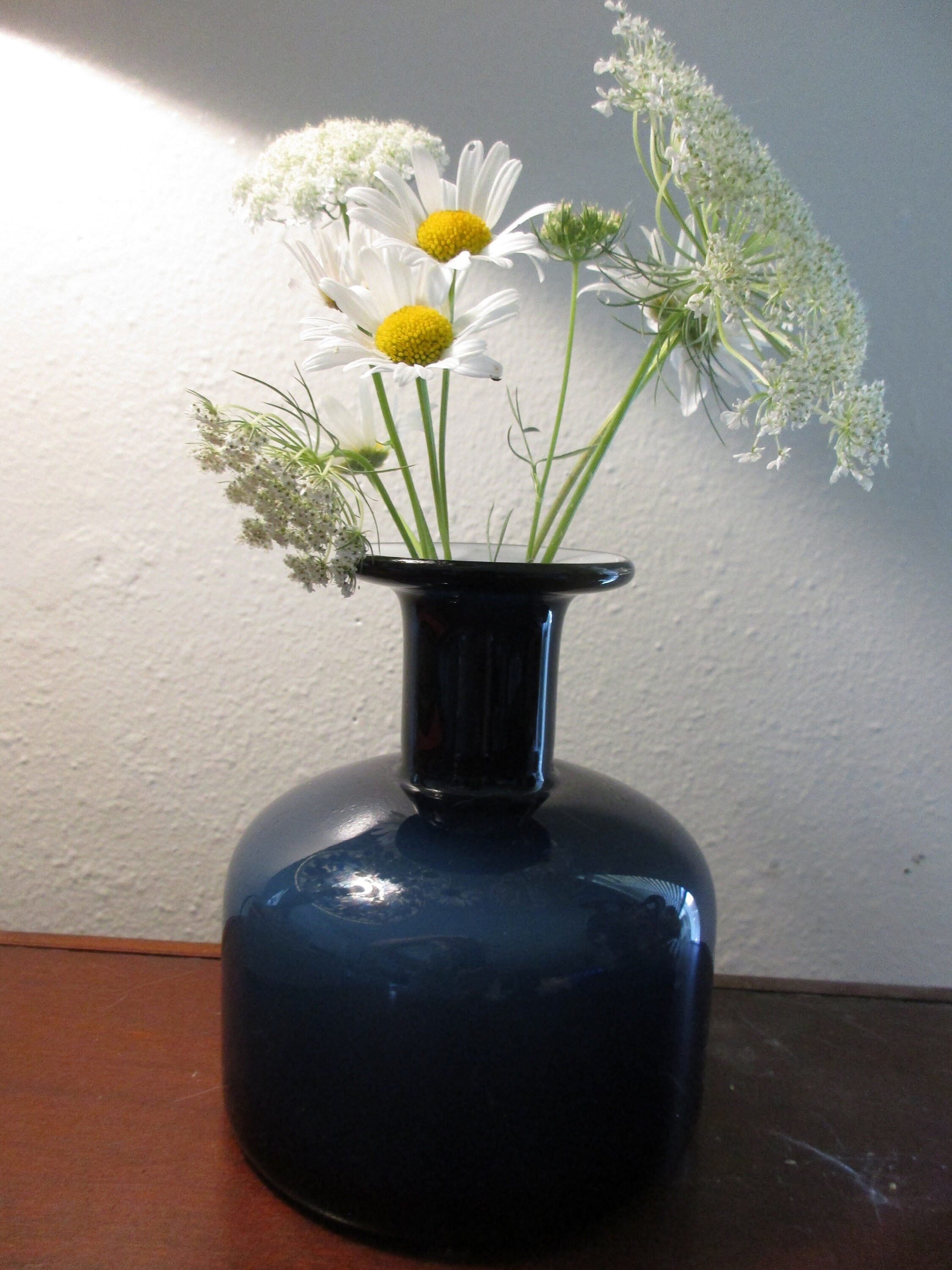 Vintage MCM Holmegaard Blue and White Cased Glass Vase - Etsy