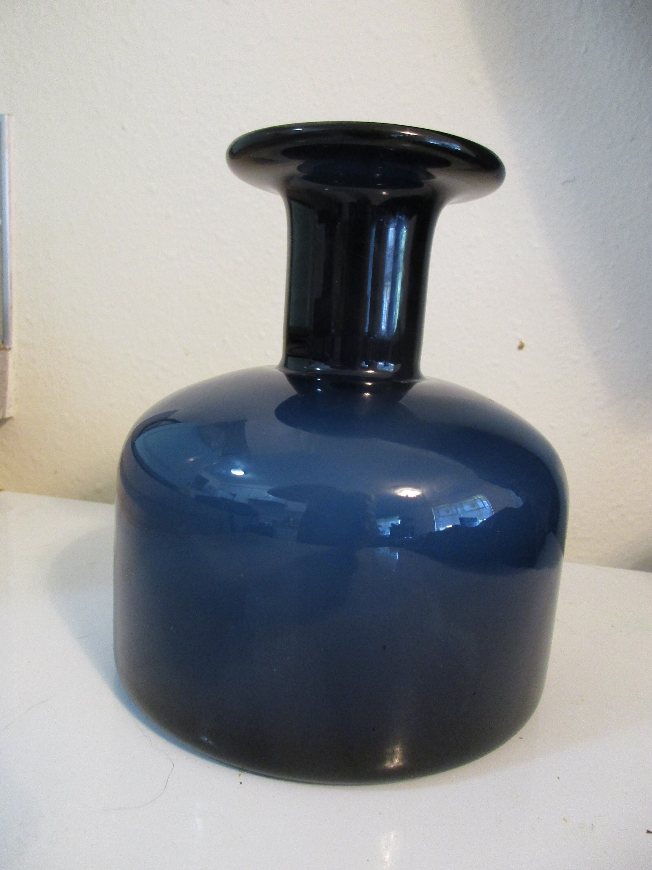 Vintage MCM Holmegaard Blue and White Cased Glass Vase - Etsy