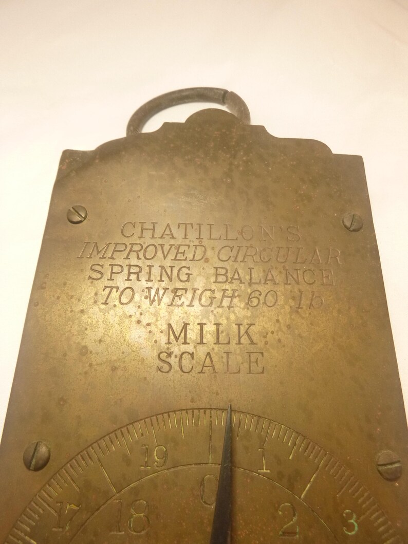 Antique Chatillon's Milk Scale, Antique Farm Scale 60lb, Brass Hanging ...