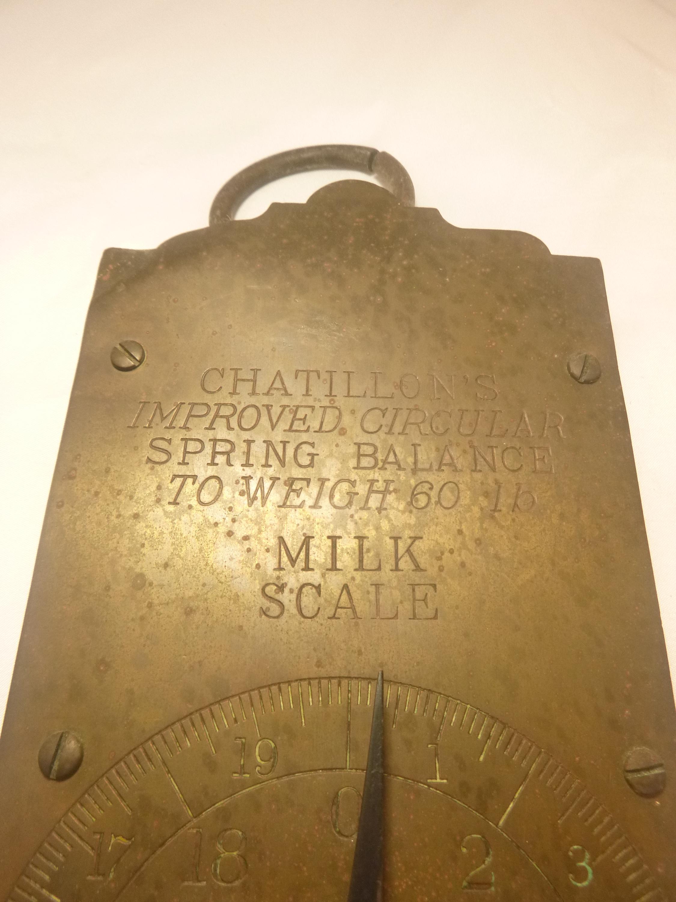 Antique Chatillon's Milk Scale, Antique Farm Scale 60lb, Brass Hanging ...