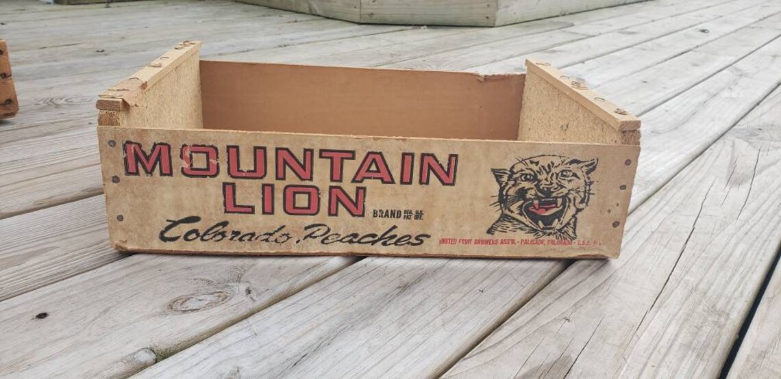 Vintage Mountain Lion Peaches Crate Vintage Peaches Crate Antique ...