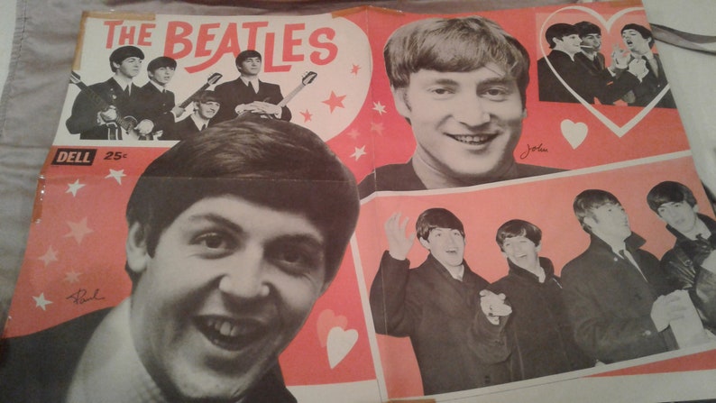Original the Beatles Poster 1964 Large Dell Advertising Rare Beatles ...