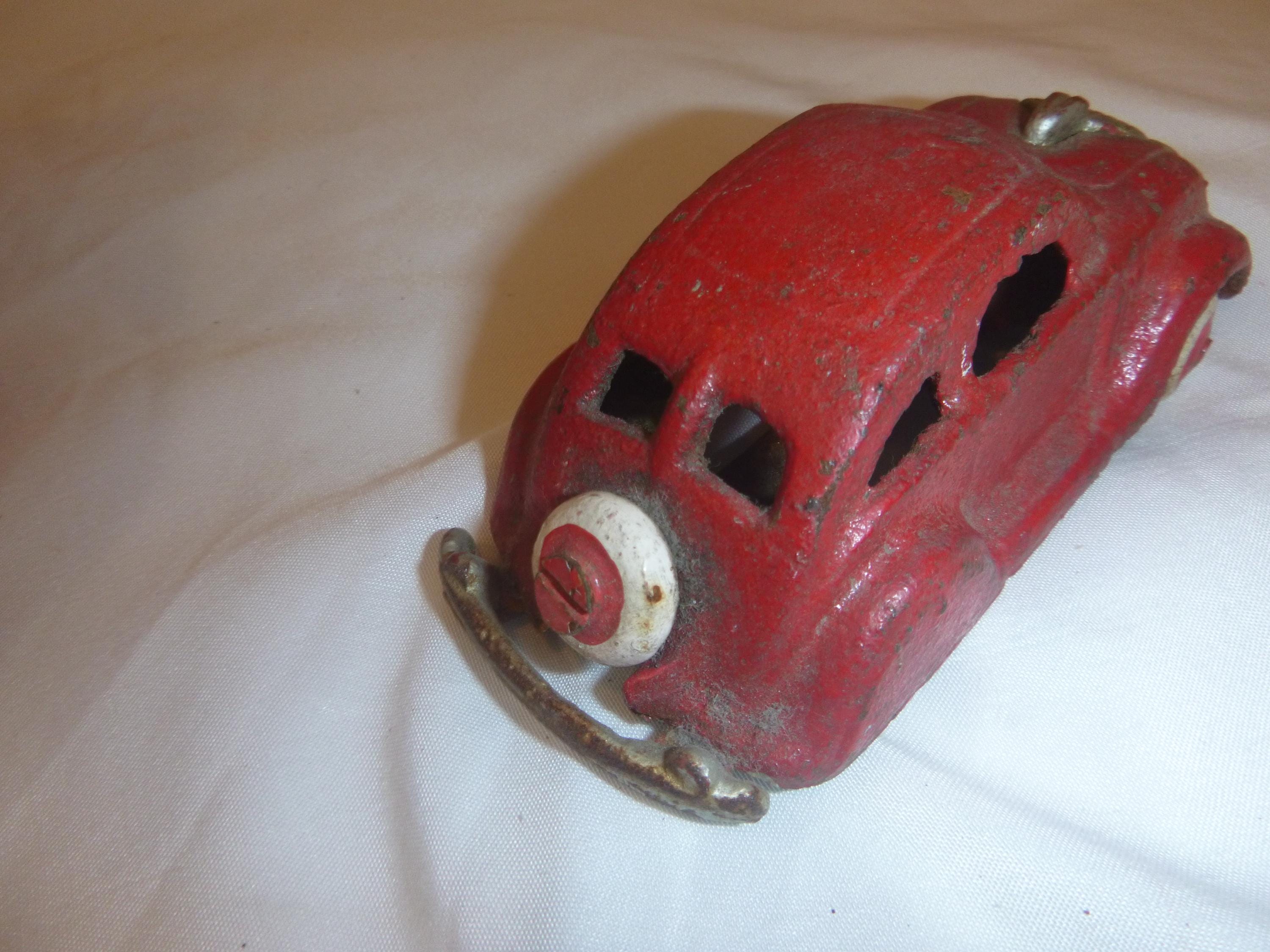 Antique Cast Iron Toy Car, Hubley, AC Williams, Chrysler Coupe, Red Car ...