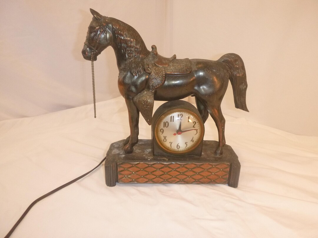 Vintage Horse Clock, Vintage Barn Find, Cowboy Clock, Farmhouse ...