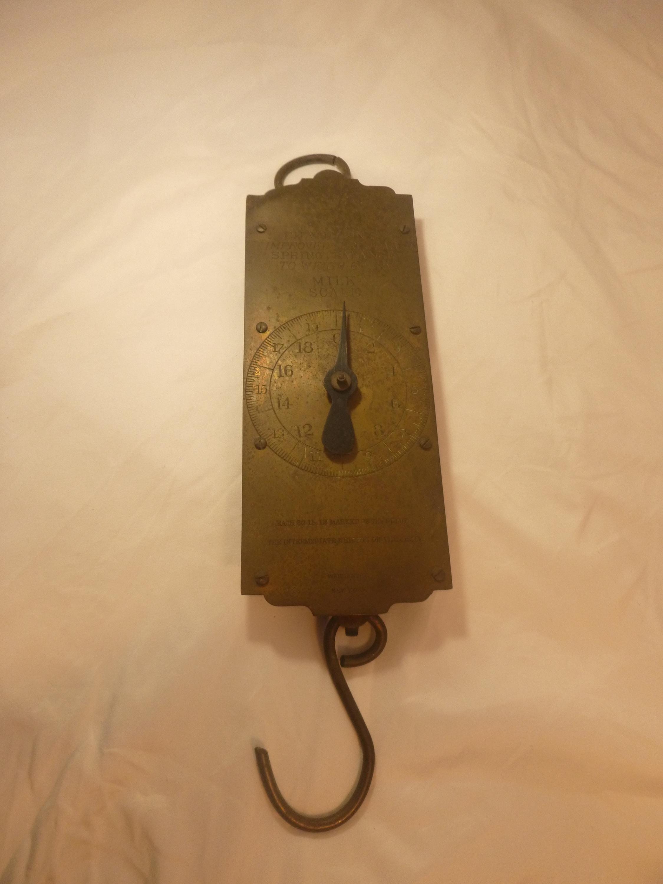 Antique Chatillon's Milk Scale, Antique Farm Scale 60lb, Brass Hanging ...