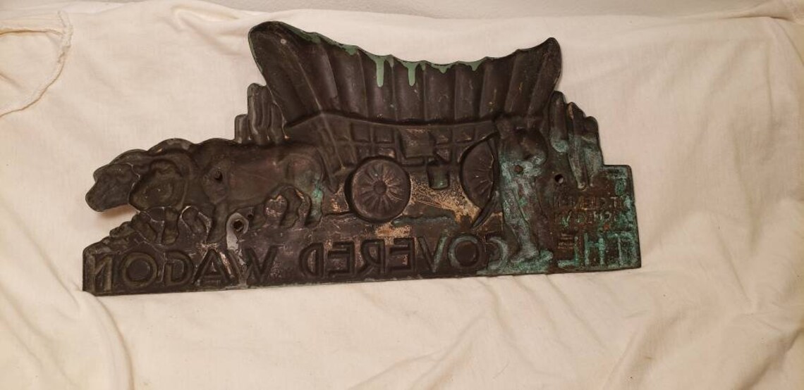 Antique the Covered Wagon Sign Antique Wagon Advertising | Etsy