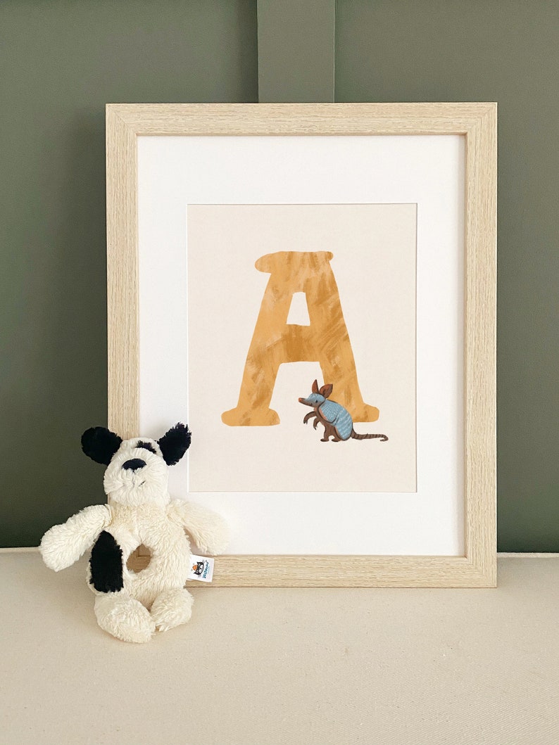 A is for Armadillo - Alphabet Illustration Letter A Kids Room Print ...