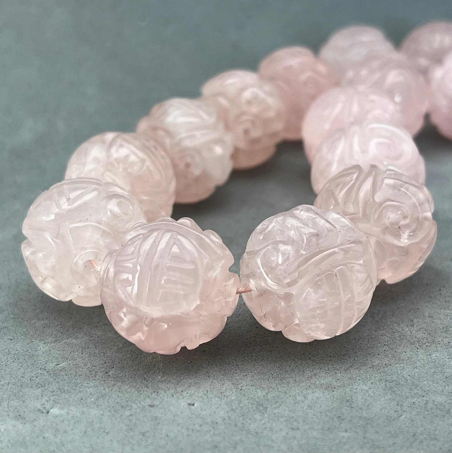 Rose Quartz Carving: One Hand Carved Rose Quartz Bead With - Etsy Sweden
