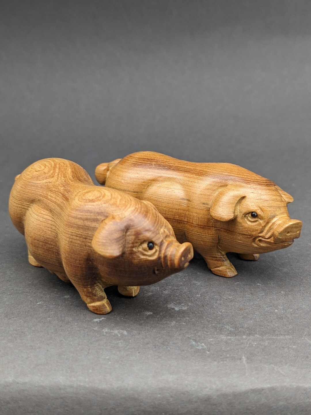 Whimsical Boxwood Pig Netsuke - Symbol of Prosperity and Joy, Hand ...