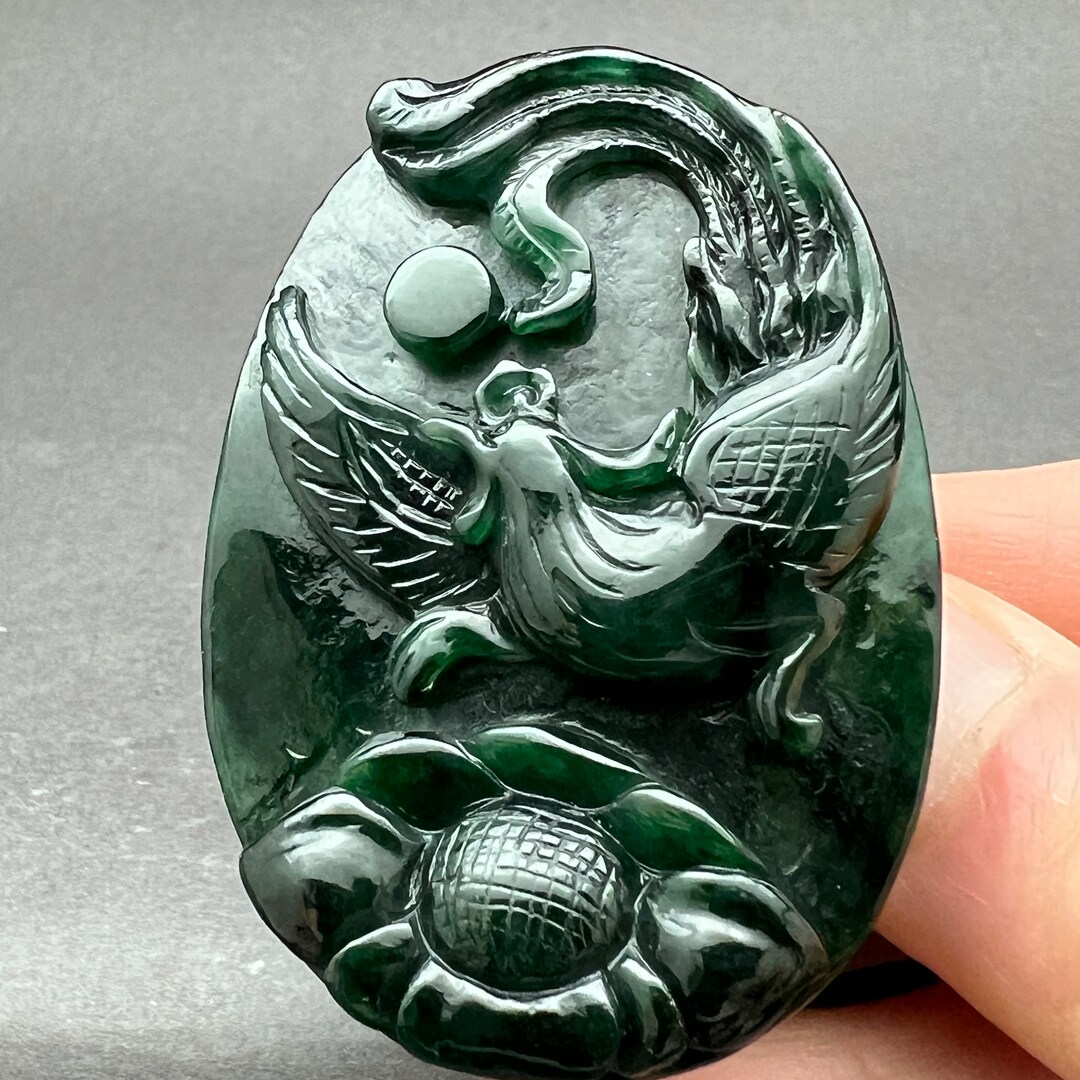 One Jadeite Bead: Hand Carved Natural Color Jade Pendant Carved With ...
