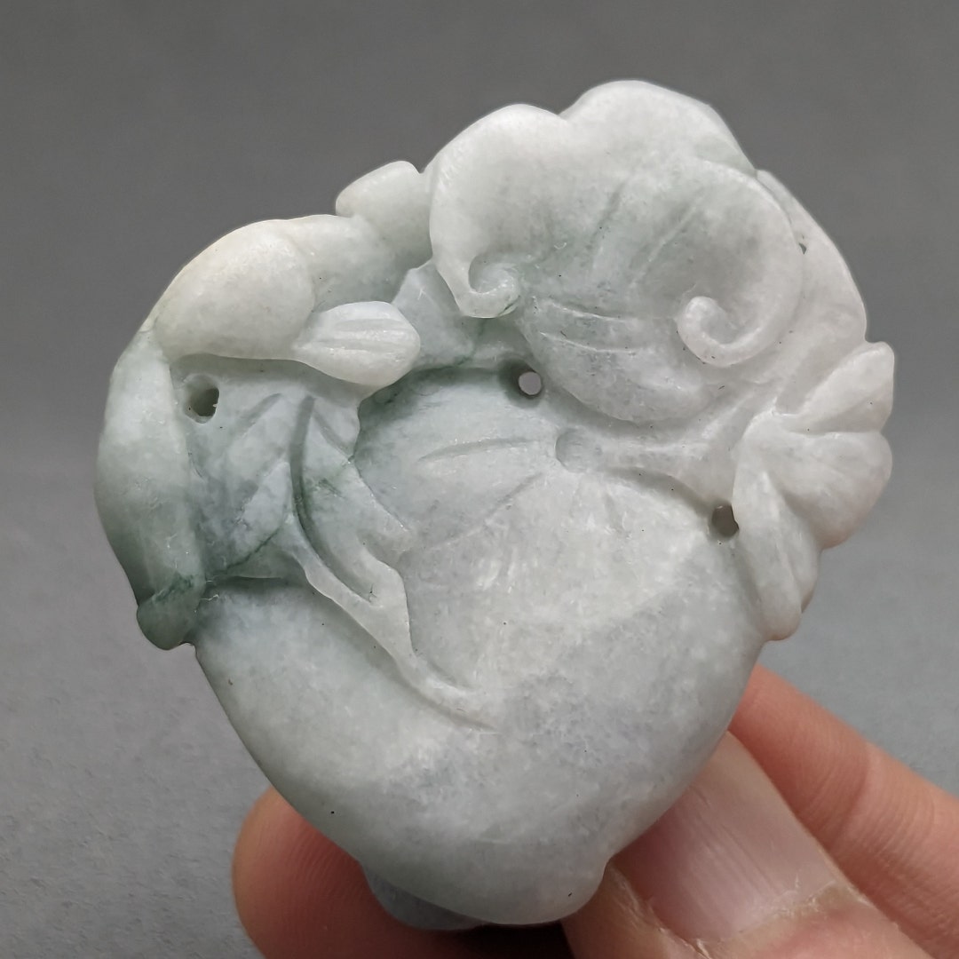 One Hand Carved Jadeite Pendant, Vintage Jadeite Pendant, Natural Color ...