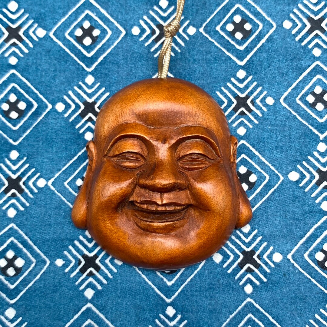 Hand Carved Boxwood Happy Buddha Netsuke: Japanese Lucky Charm - Etsy