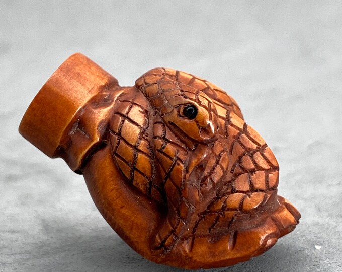 One Hand Carved Boxwood Ojime: Snake, Year of the Snake, Zodiac Snake ...