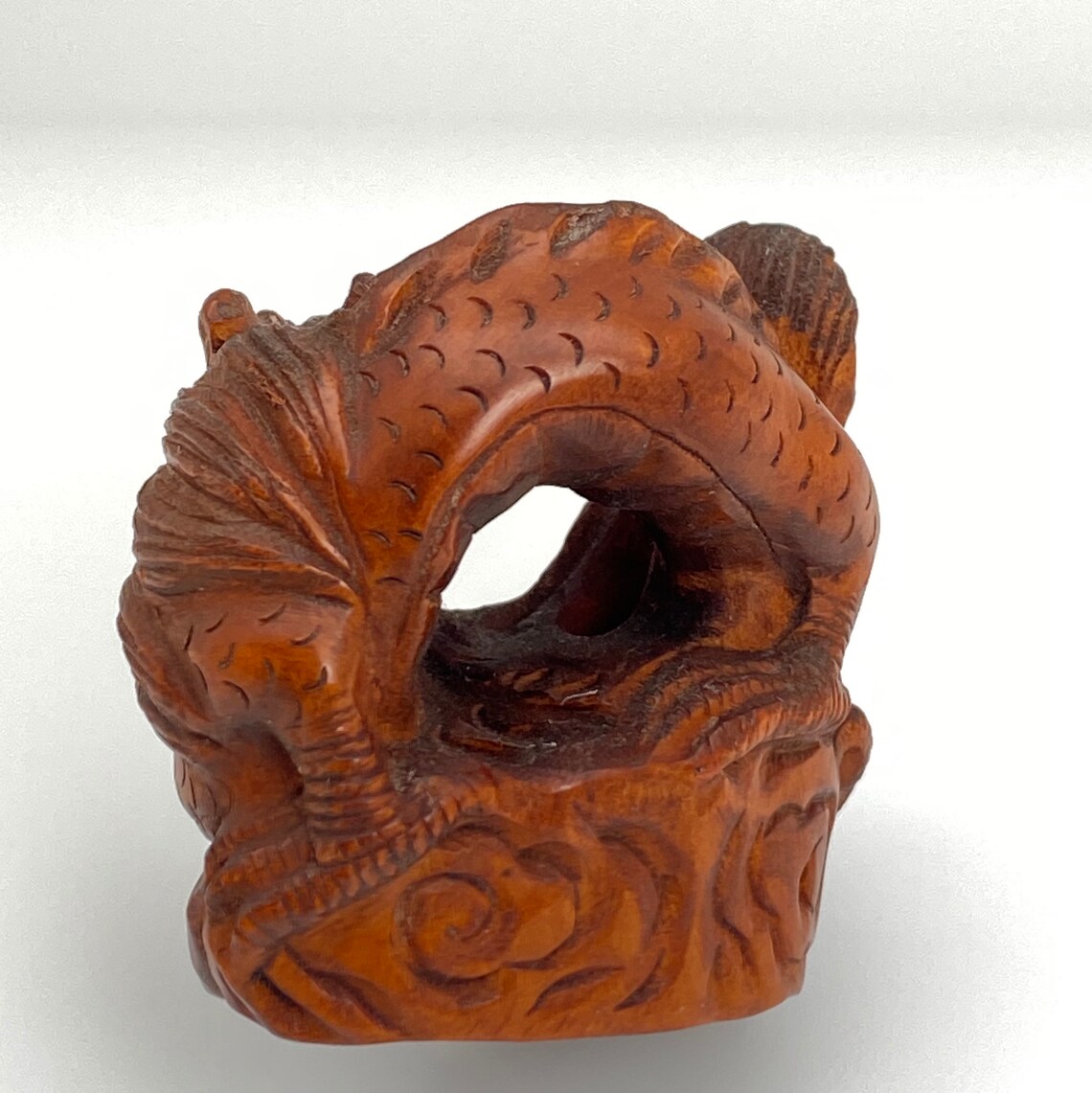 Hand carved Boxwood dragon netsuke wood dragon netsuke | Etsy