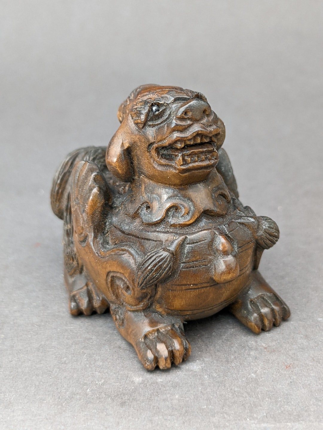 Wood Carving: Hand Carved Boxwood Netsuke of a Kirin, a Mythical Animal ...