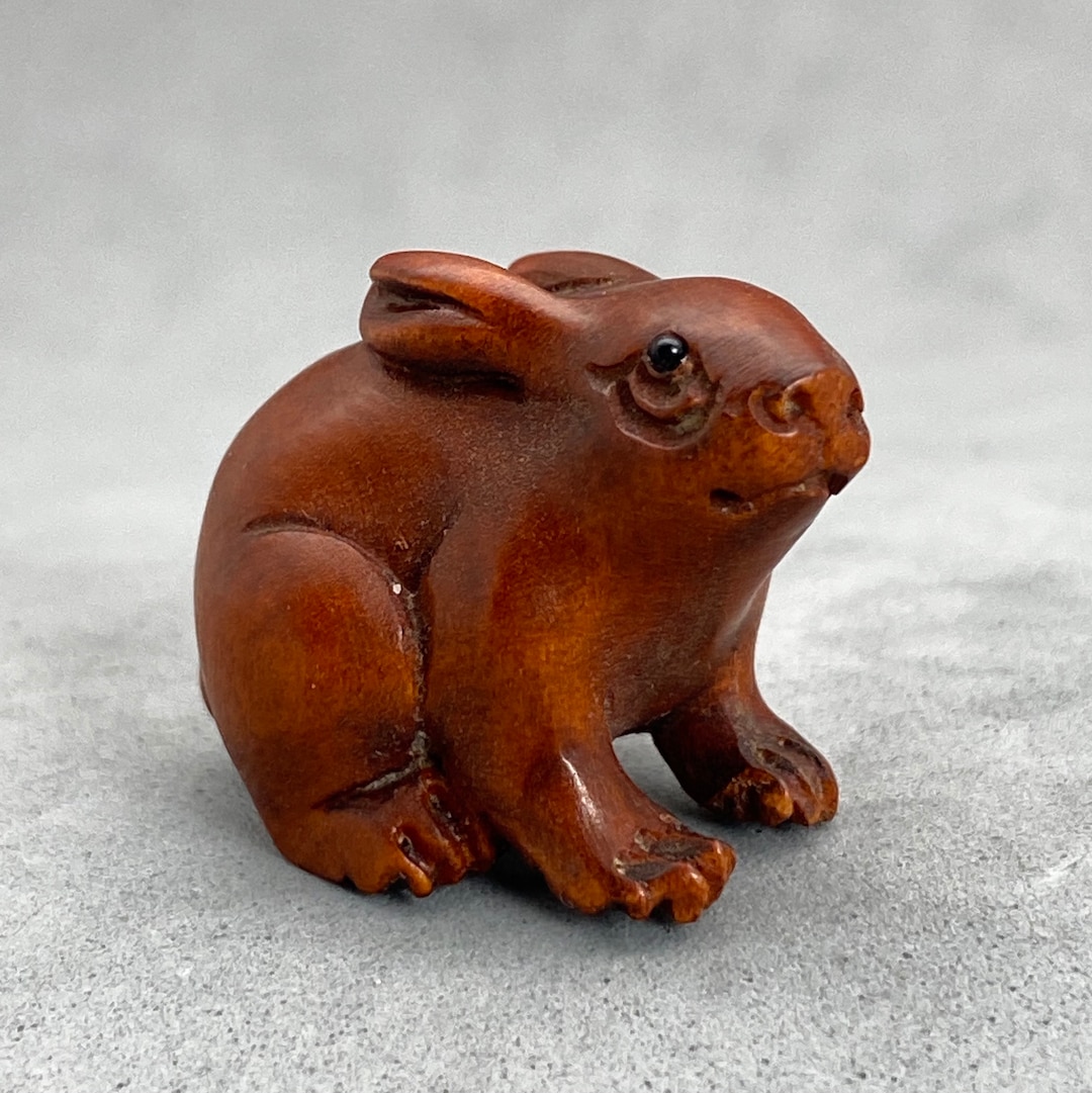 One Hand Carved Boxwood Ojime: Bunny, Rabbit, Hare, Year of the Hare ...