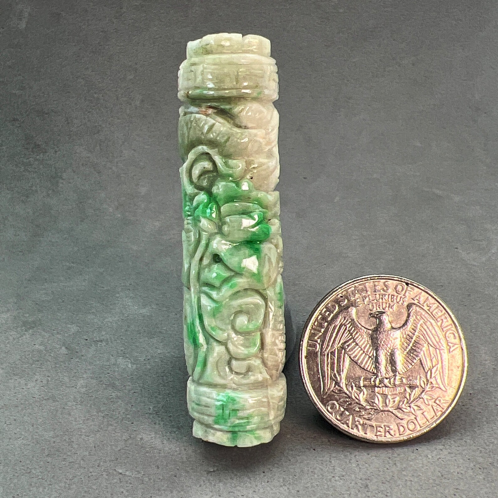 Jade Carving: One1hand Carved Natural Color Jade Tube Bead - Etsy